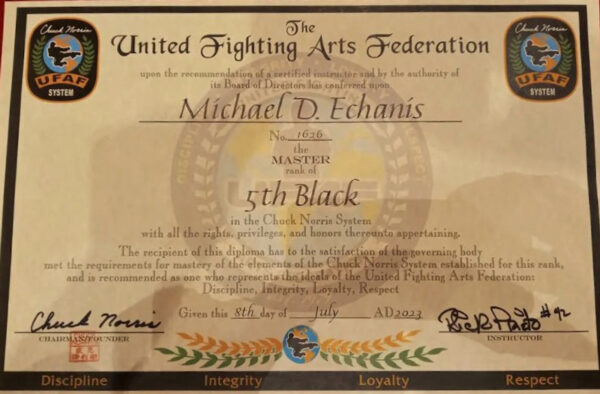 Michael D. Echanis Honored by Chuck Norris - Special Forces Chapter 78