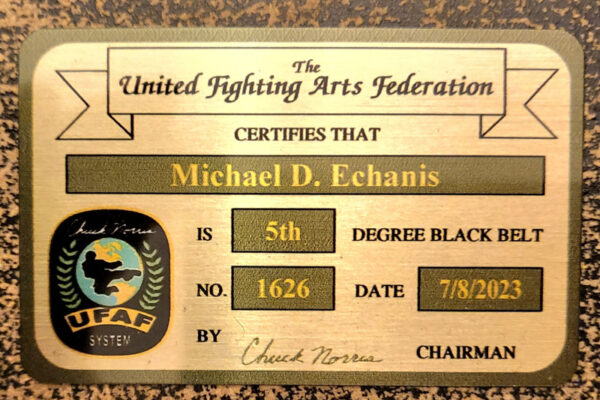 Michael D. Echanis Honored by Chuck Norris - Special Forces Chapter 78